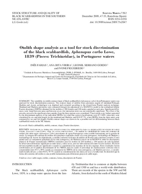 Pdf Otolith Shape Analysis As A Tool For Stock Discrimination Of The