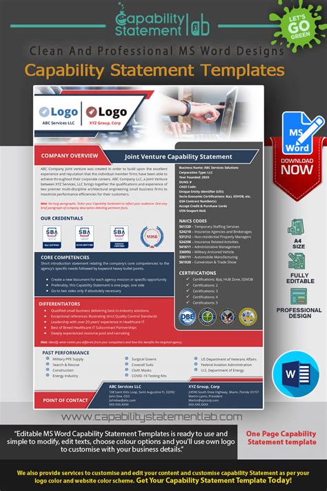 Capability Statement Examples Us Capability Statement Template