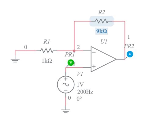 Non Inverting Amplifier Pre Lab Multisim Live