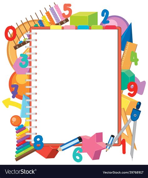 Blank Math Template With Math Tools And Elements Vector Image