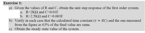 Solved Exercise A Given The Values Of R And C Obtain Chegg