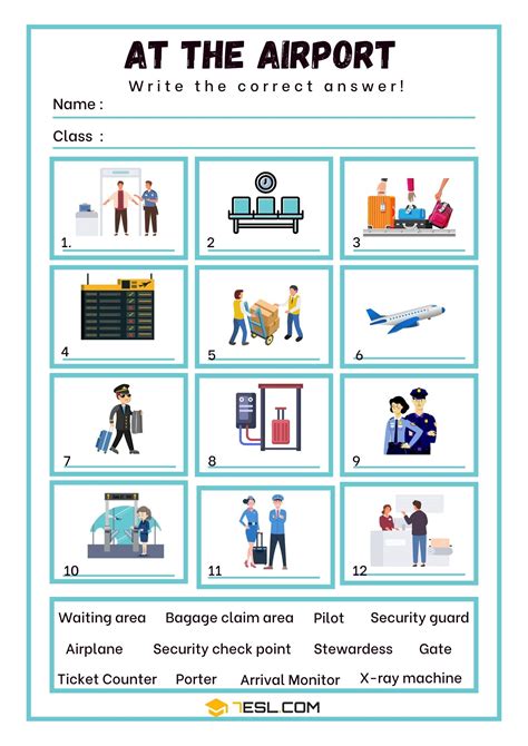 Airport Vocabulary Worksheets Free Exercises And Pdf Download • 7esl