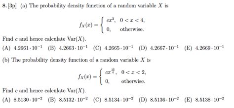 Solved 8 3 A The Probability Density Function Of A