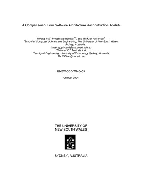 Pdf A Comparison Of Four Software Architecture Reconstruction Toolkits