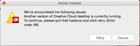 error code 86 adobe creative cloud