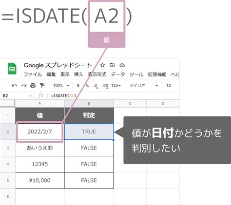日付か判断するisdate関数|スプレッドシートの使い方 日付か判断するisdate関数|スプレッドシートの使い方