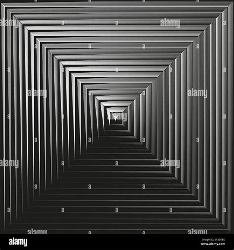 Abstract Geometric Tunnel Black And White Concentric Squares Optical Illusion Pattern Simple