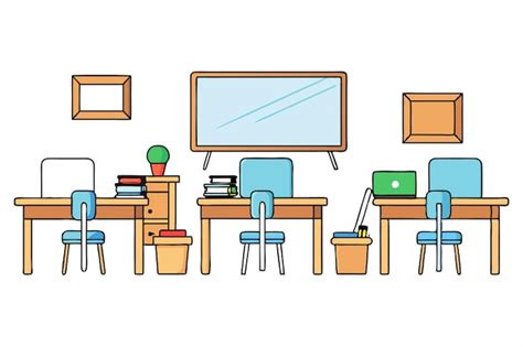 Premium Vector Classroom Essentials Desks Chairs And Whiteboards Vector Illustration Cartoon