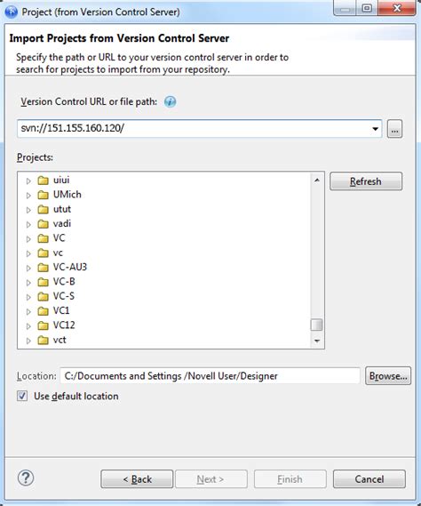 Importing A Project From A Version Control Server Netiq Designer For Identity Manager