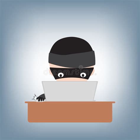Hacker Hacking Password On Notebook On Table Illustration Vector In Flat Design Stock Vector