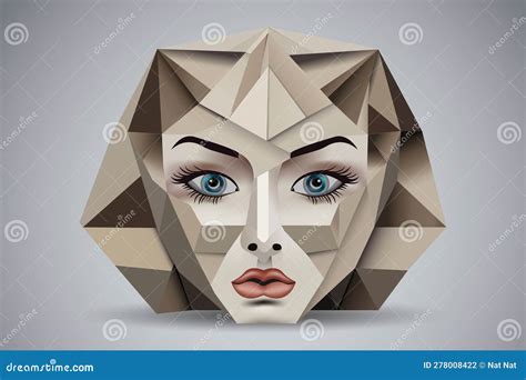 Human Face In An Abstract Style Cubic Portrait Drawing For Graphics Poster Stock Vector
