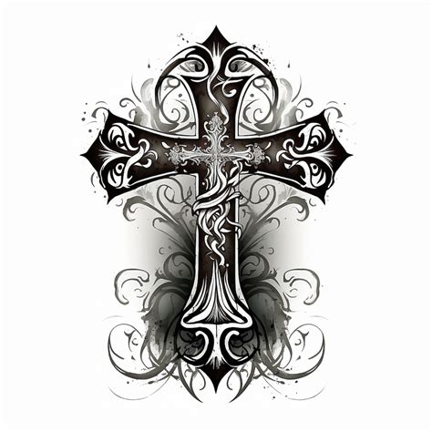 Cross Tattoo Design White Background Png File Download High