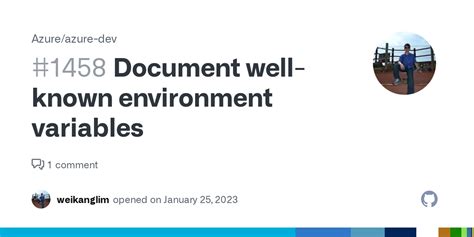 Document Well Known Environment Variables · Issue 1458 · Azureazure