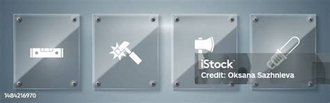 전기톱 나무 도끼 망치 및 건설 거품 수준을 설정합니다 정사각형 유리 패널 벡터 갈고리 발톱에 대한 스톡 벡터 아트 및 기타 이미지 갈고리 발톱 강철 개선 Istock