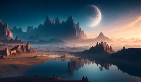 Premium Ai Image Natural Landscape On Another Planet Generative Ai