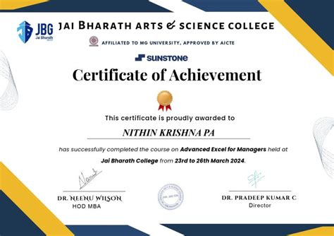Professionaldevelopment Advancedexcel Dataanalysis Managerialskills Nithin Krishna Pa