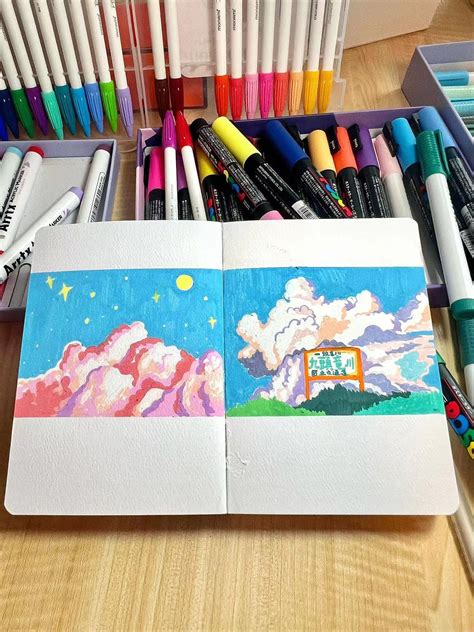 天空丙烯马克笔手绘day5初七37 站酷zcool