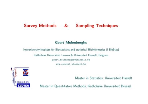Survey Methods Sampling Techniques