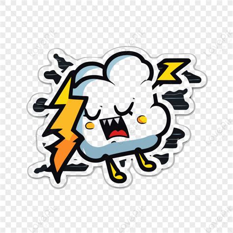 번개와 함께 만화 일러스트 스티커 벡터상표 Png 일러스트 무료 다운로드 Lovepik