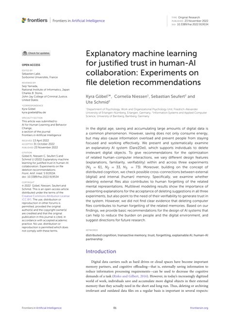 Pdf Explanatory Machine Learning For Justified Trust In Human Ai Collaboration Experiments On