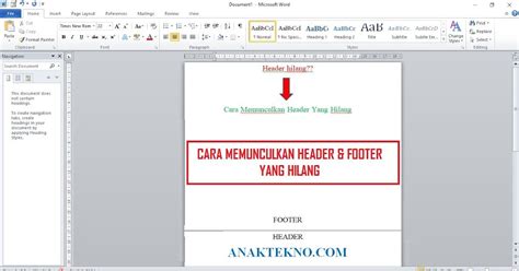4 cara memunculkan header dan footer yang hilang pada microsoft word