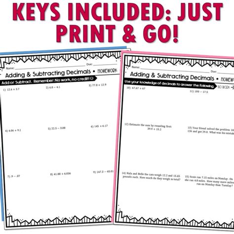 Decimal Operations Homework Adding Subtracting Multiplying And Dividing
