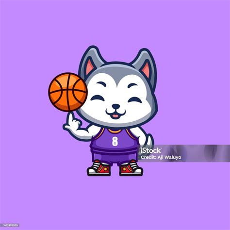 허스키 농구 귀여운 크리에이티브 카와이 만화 마스코트 로고 농구 팀 스포츠에 대한 스톡 벡터 아트 및 기타 이미지 농구 팀 스포츠 농구공 Championship