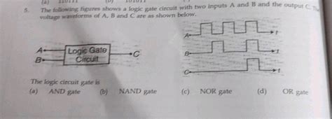 La Id The Following Figures Shows A Logic Gate Circuit With Two Inputs A And B And The Output