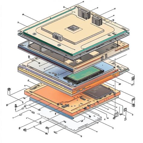 Pcb 스택의 다이어그램은 층의 배열과 전기 성능에 영향을 미치는 방법을 보여줍니다 프리미엄 Ai 생성 이미지