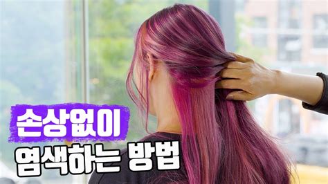 탈색4번한 머리 손상없이 염색하는 방법 퍼플염색 Youtube