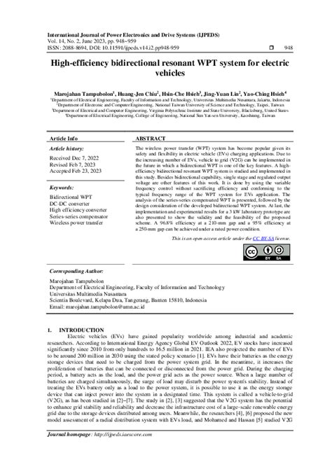 Pdf High Efficiency Bidirectional Resonant Wpt System For Electric Vehicles