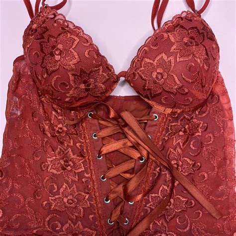 Red Lace Up Corset Corset Y2k Depop