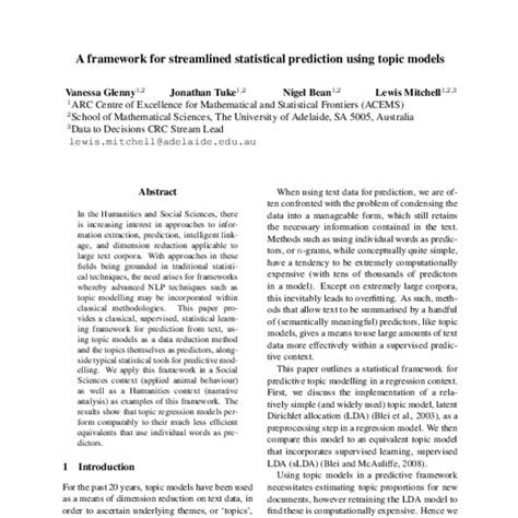 A Framework For Streamlined Statistical Prediction Using Topic Models Acl Anthology