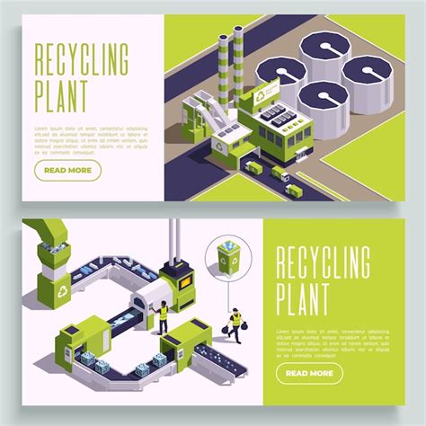 Premium Vector Cartoon Recycling Banner Set In Isometric Style