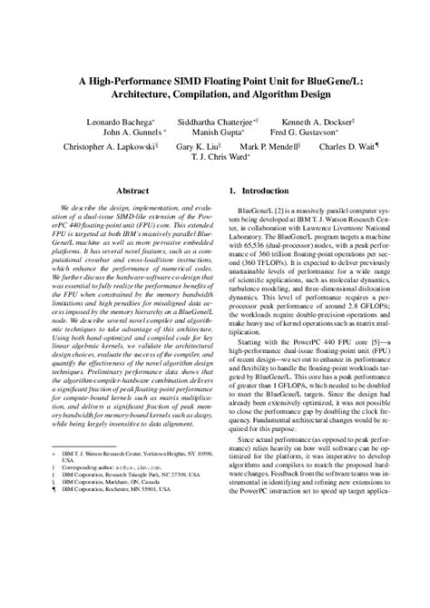 A High Performance Simd Floating Point Unit For Bluegenel