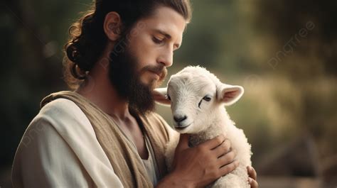 팔에 양을 안고 있는 예수님 영상 양을 안고 있는 예수님의 그림 양고기 믿음 배경 일러스트 및 사진 무료 다운로드