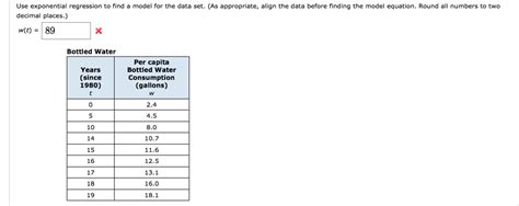 solved use exponential regression to find a model for the