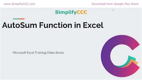 Ms Excel Basics 8 Autosum Functions In Hindi Youtube