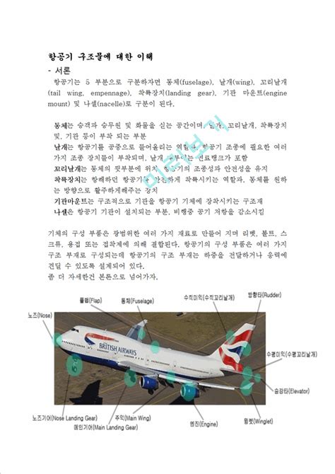 항공기 구조물에 대한 이해공학기술레포트