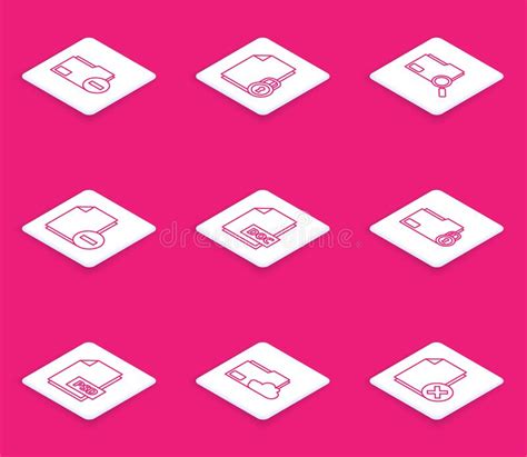 Set Line Document Folder With Minus And Lock Search Concept Doc File Document Folder Psd