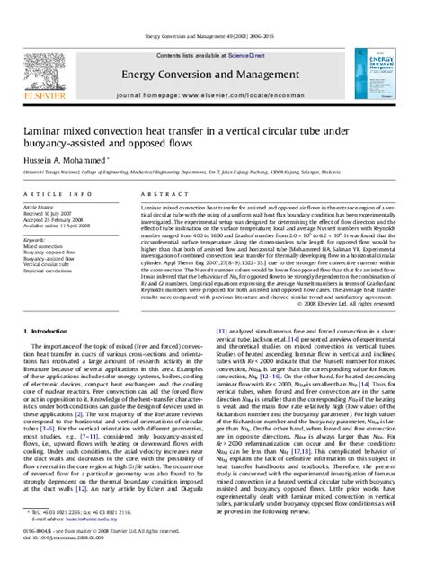 Pdf Laminar Mixed Convection Heat Transfer In A Vertical Circular Tube Under Buoyancy Assisted