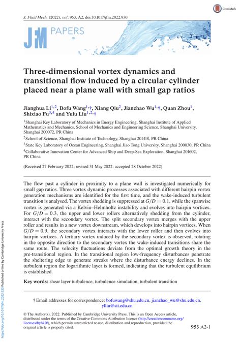 Pdf Three Dimensional Vortex Dynamics And Transitional Flow Induced