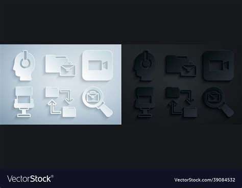 Set Cloud Storage Document Folder Camera Office Vector Image