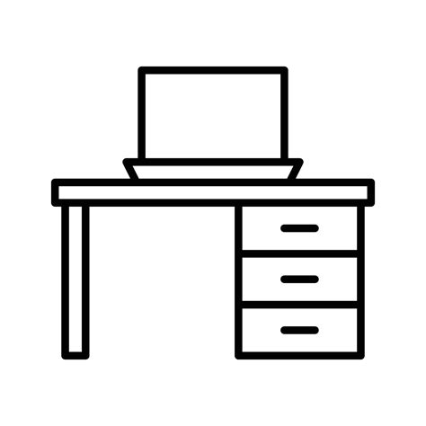 Laptop Desk Vector Outline Icon Simple Stock Illustration Stock 23404668 Vector Art At Vecteezy