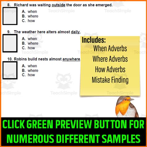 Adverbs Practice Questions Grades 3 4 Grammar Pdf By Teach Simple