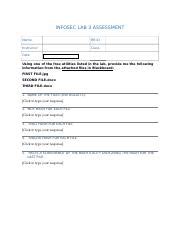 INFOSEC LAB ASSESSMENT Docx INFOSEC LAB ASSESSMENT Name BB ID Instructor Class Date