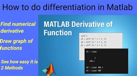 Matlab Tutorial How To Do Differentiation In Matlab Draw Graph Dont Miss Youtube