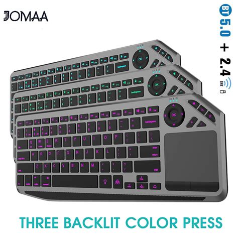 [ready Stock] Jomaa Backlit Bluetooth 2 4g Wireless Keyboard With Touchpad For Smart Tv Tablet