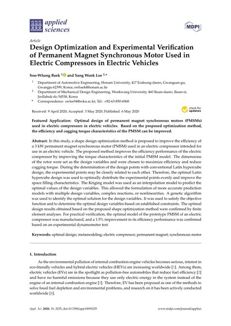Pdf Design Optimization And Experimental Verification Of Permanent Magnet Synchronous Motor