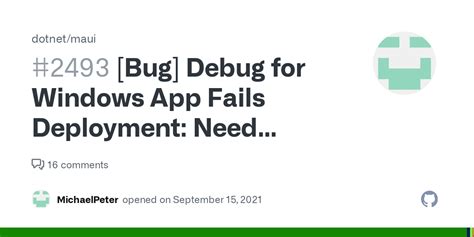 Bug Debug For Windows App Fails Deployment Need Recipe File · Issue 2493 · Dotnetmaui · Github